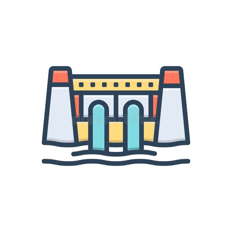 Color Illustration Icon for Dam, and Power Stock Illustration ...