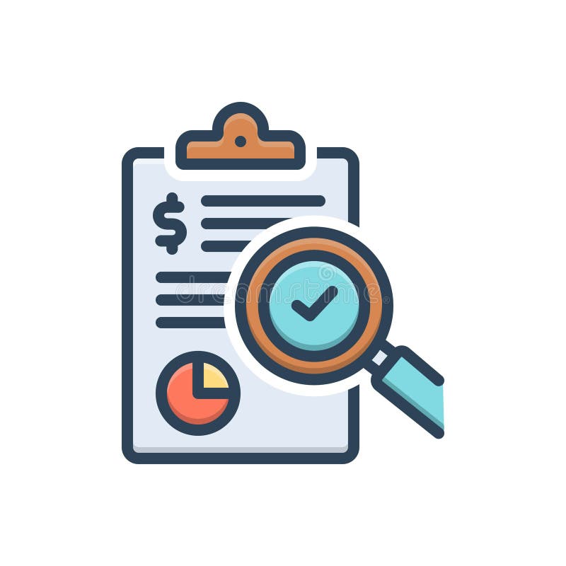 Color Illustration Icon for Financial Audit, Examination and Document ... Color Illustration Icon for Financial Audit, Examination and Document ...