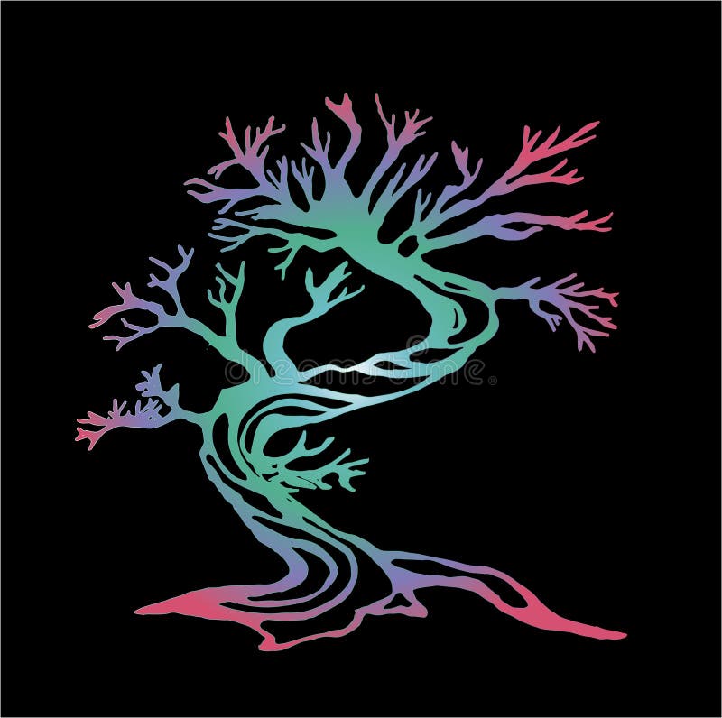 Color Illustration of a Running Tree with a Spiral Ornament. the Roots ...
