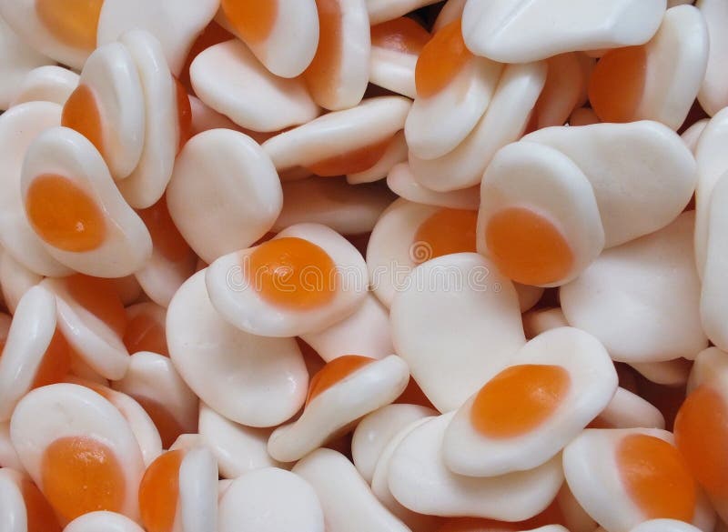 Fried Egg Gummy Sweets stock image. Image of abstract - 264506447