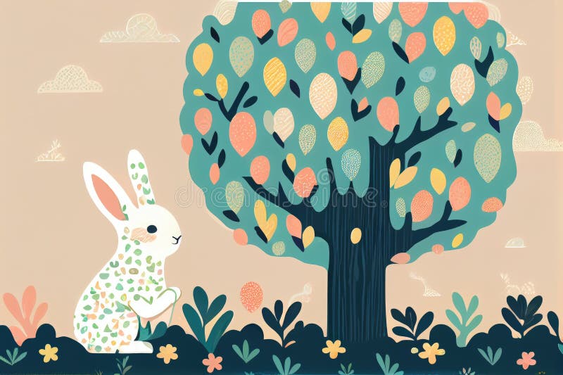 Rabbit Under Tree Stock Illustrations – 549 Rabbit Under Tree Stock ...