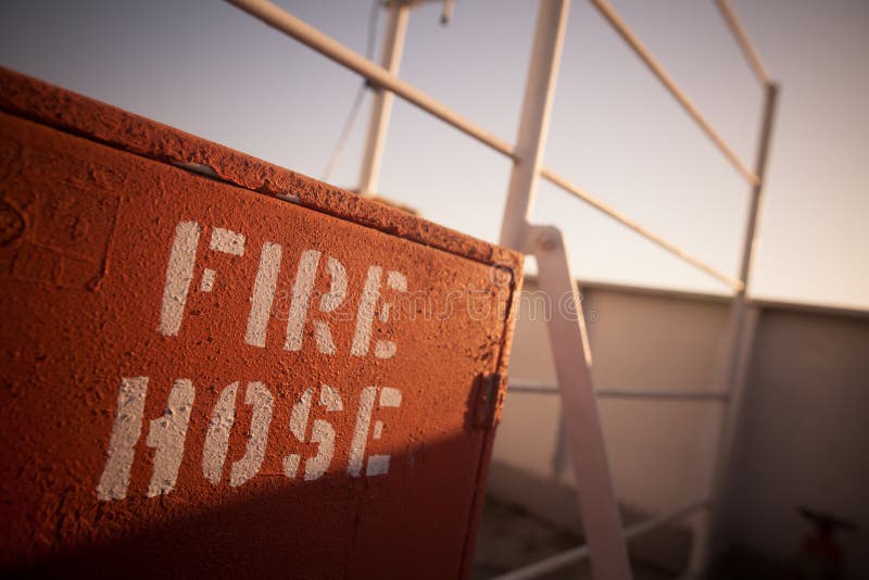 Fire hose on a ship stock image. Image of outdoor, symbol - 95710369