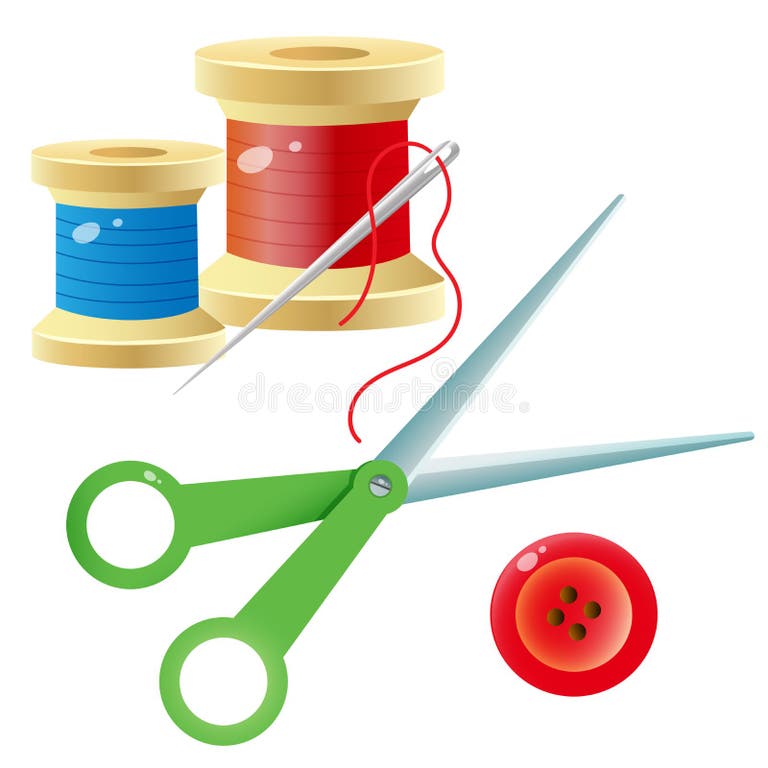 Scissors Button Spools Stock Illustrations – 344 Scissors Button Spools ...