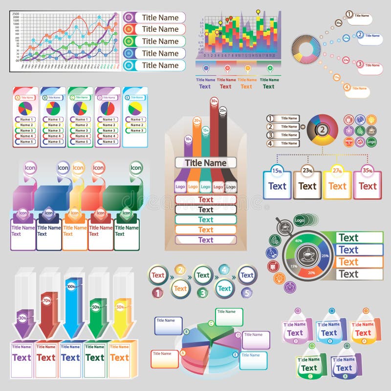 Color Infographics with Different Individual Elements Stock Vector ...