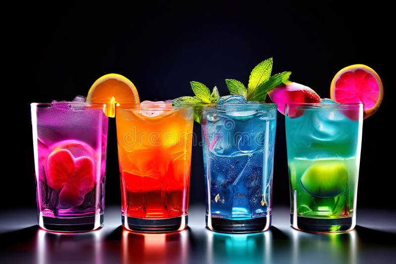 Color Infused Beverages Drinks with Layers of Different Colored Stock ...