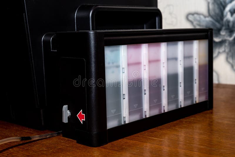 Color Ink Cartridges in an Inkjet Printer Stock Photo - Image of ...