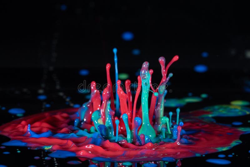 Color Ink Splash on a Black Background Stock Image - Image of drink ...