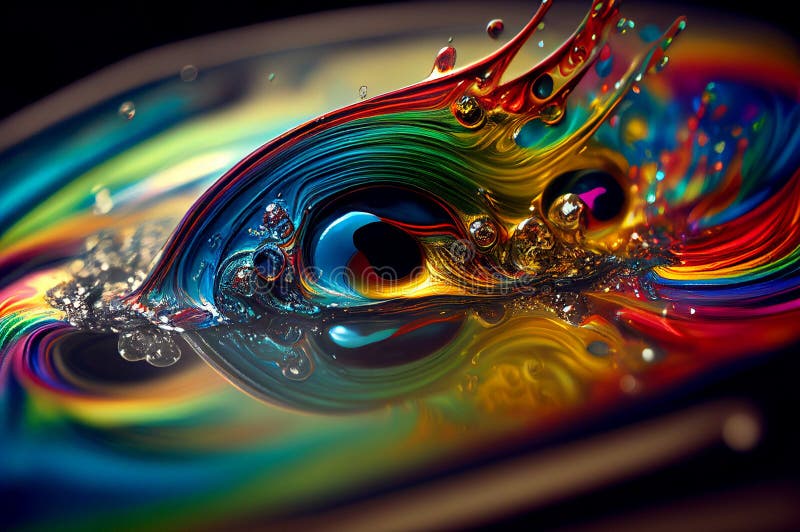 Color Ink in Water, Paint Splash, Rainbow Macro Texture, Generative Ai ...