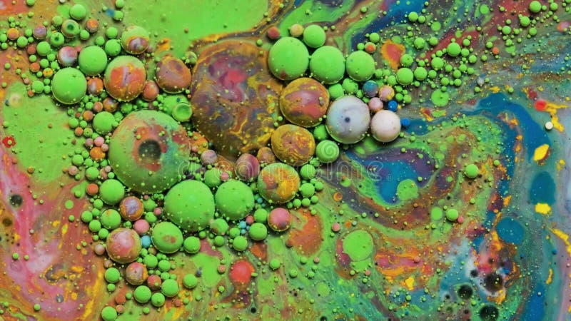 Color Inks React To Form a Beautiful Structure of Paint Bubbles Stock ...