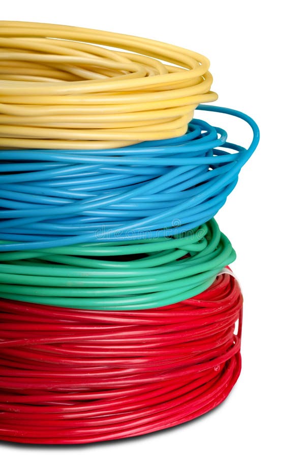 Multicolored Computer Cables Isolated on White Stock Image - Image of ...