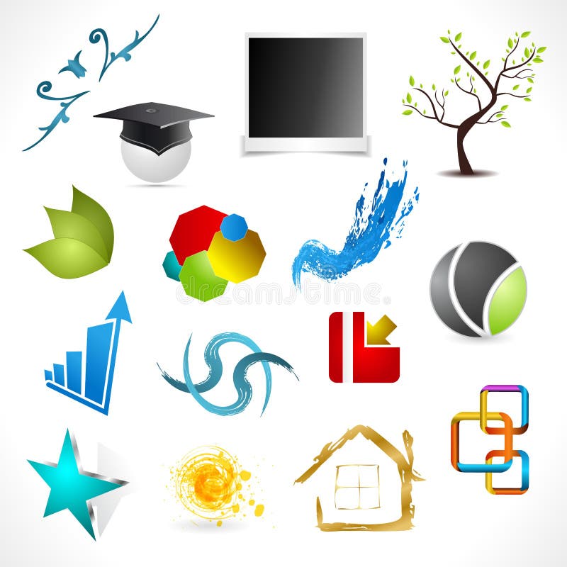 Color Isolated Shapes or Symbol Collection. Abstract Different Design ...