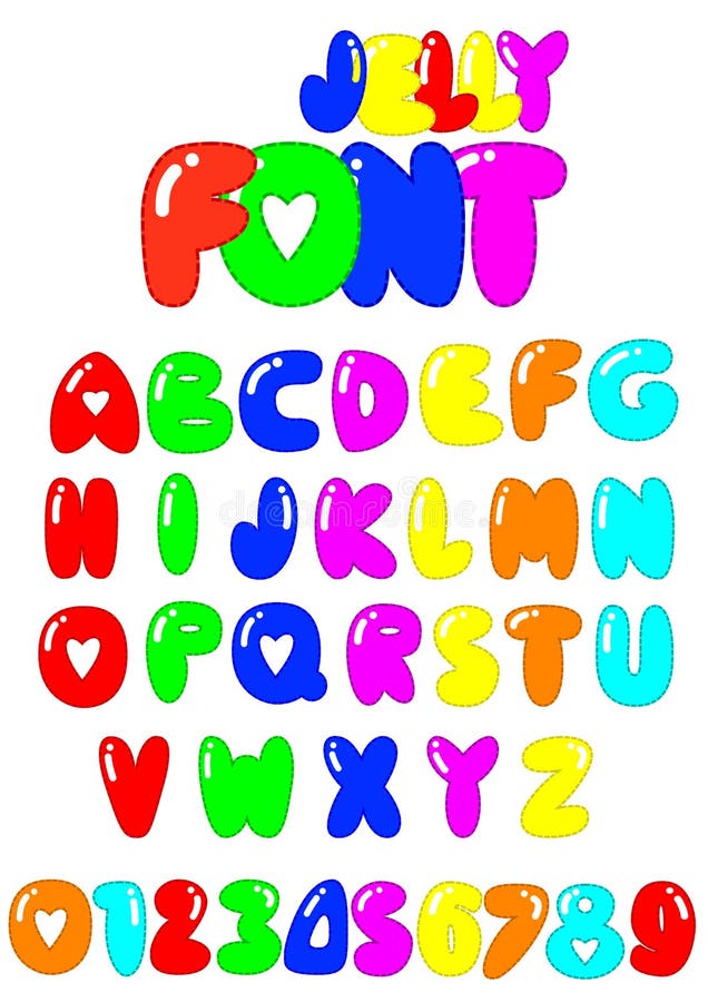 26 color jelly fonts stock vector. Illustration of type - 50076319