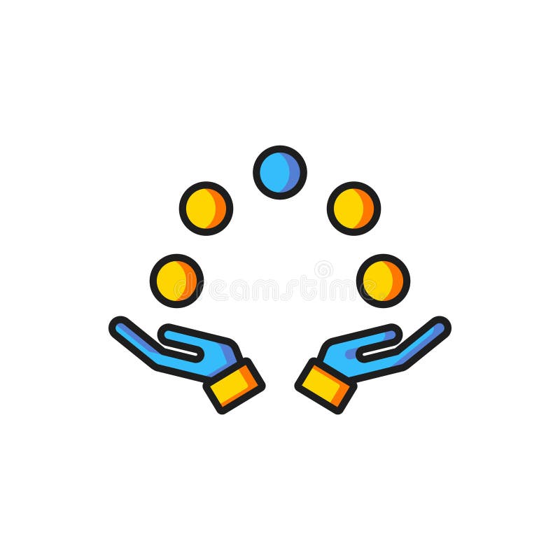 Color Juggling Ball Icon Isolated on White Background. Flat Filled Outline Style with Shadow ...
