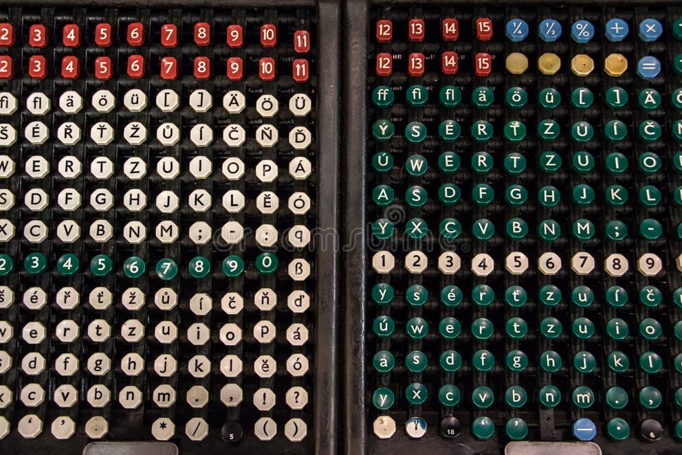 The Color Keyboard of Monotype Casting Stock Photo - Image of history ...