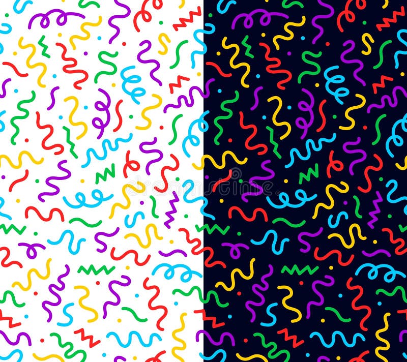 Color Kids Squiggle Line Pattern, Doodle Scribbles Stock Illustration ...