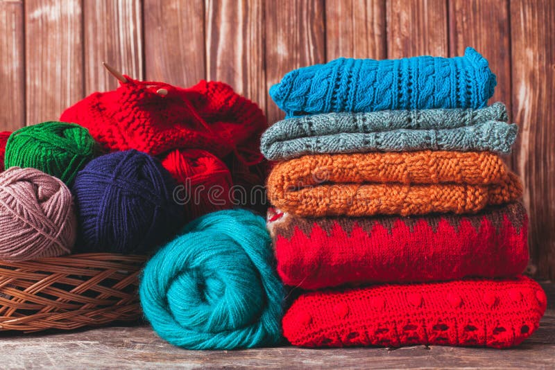 Color knitted clothes stock photo. Image of closeup - 102892598