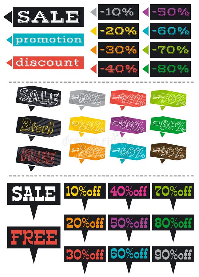 Color Labels with Sale Offer, Vector Stock Vector - Illustration of ...