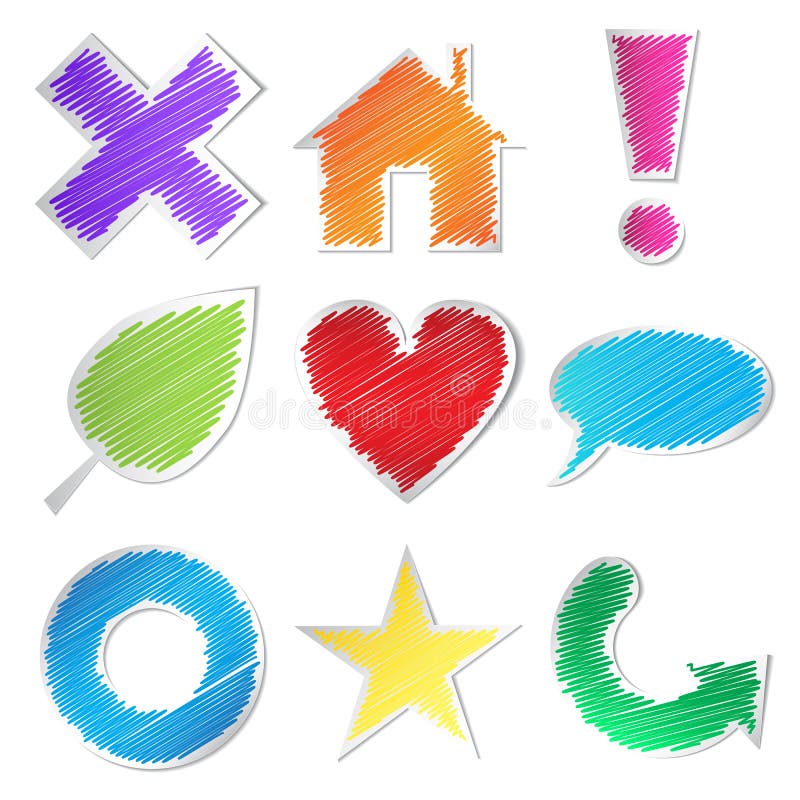 Color Labels Set with Scribble Effect Isolated on Stock Vector ...