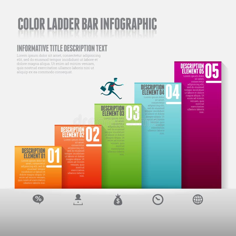 Color Ladder Bar Infographic Stock Vector - Illustration of chart ...