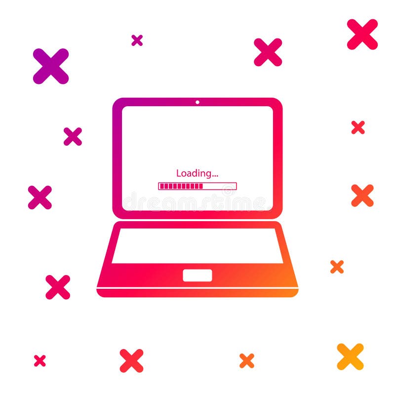 Color Laptop Update Process with Loading Bar Icon Isolated on White ...