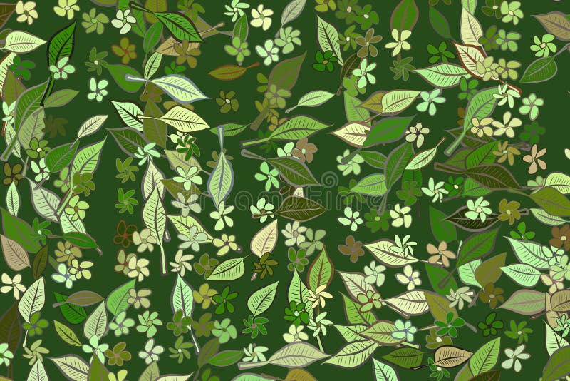 Color Leaves & Flowers Illustrations Background, Hand Drawn. Messy ...