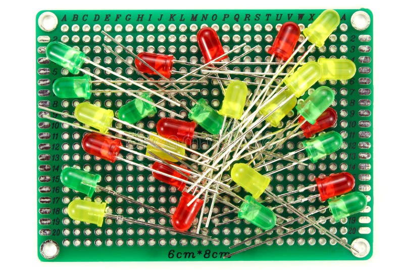 Group of LED Diodes Mounted in a Row on a Printed Circuit Board Stock ...