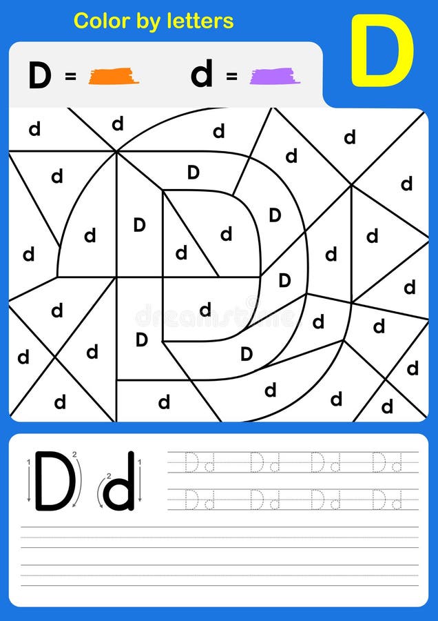 Color by Letter Alphabet Worksheet - Color and Writing Stock Vector ...
