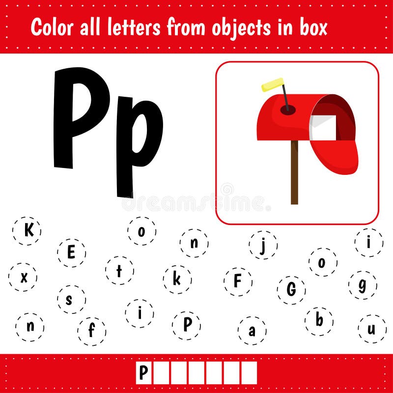 Color Letters. P for Postbox Stock Vector - Illustration of cute ...