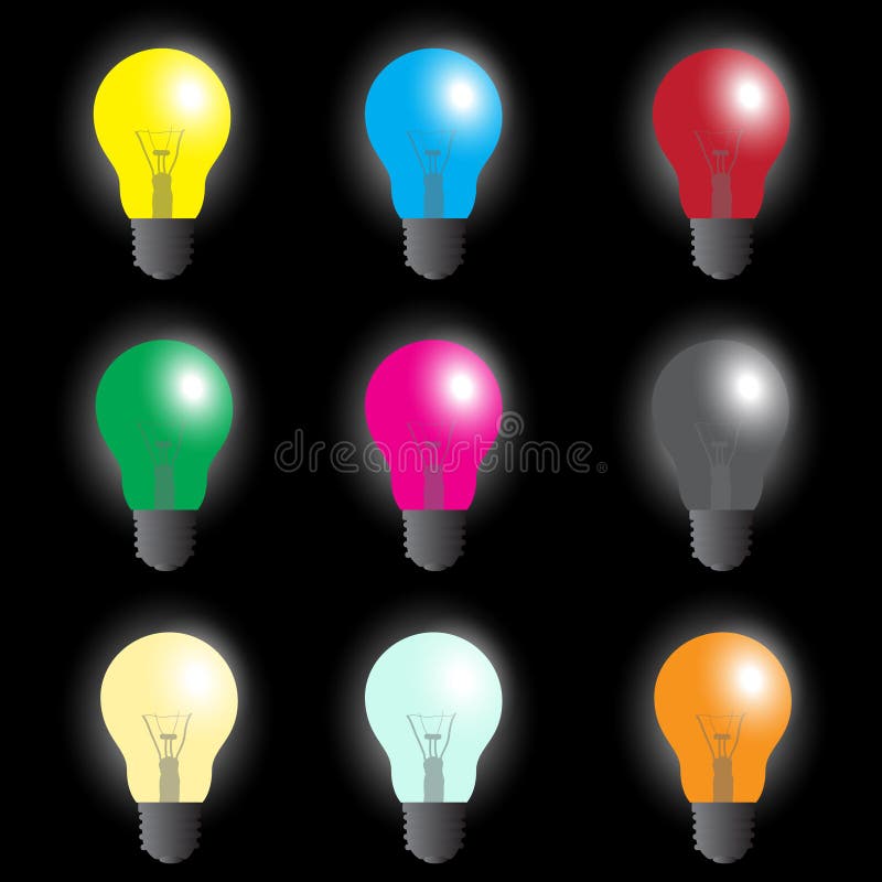 Color Light Bulbs - Light Source Stock Vector - Illustration of shine ...