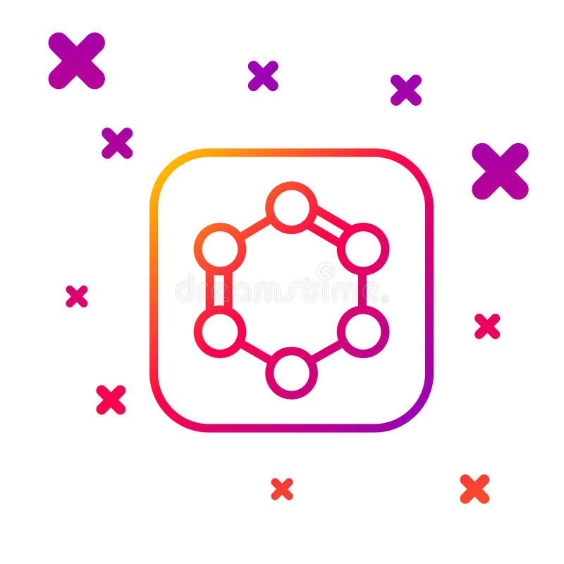 Color Line Chemical Formula Consisting of Benzene Rings Icon Isolated ...