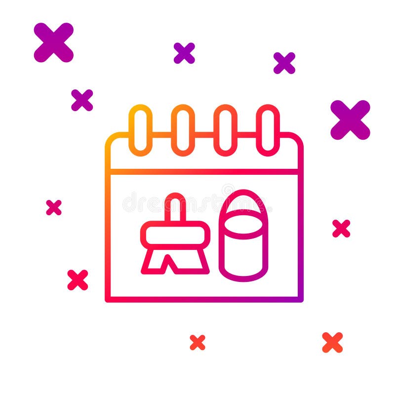 Color Line Cleaning Calendar Icon Isolated on White Background ...