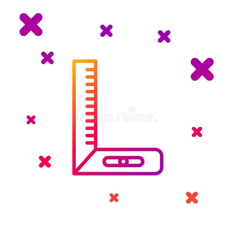 Color Line Corner Ruler Icon Isolated on White Background. Setsquare ...