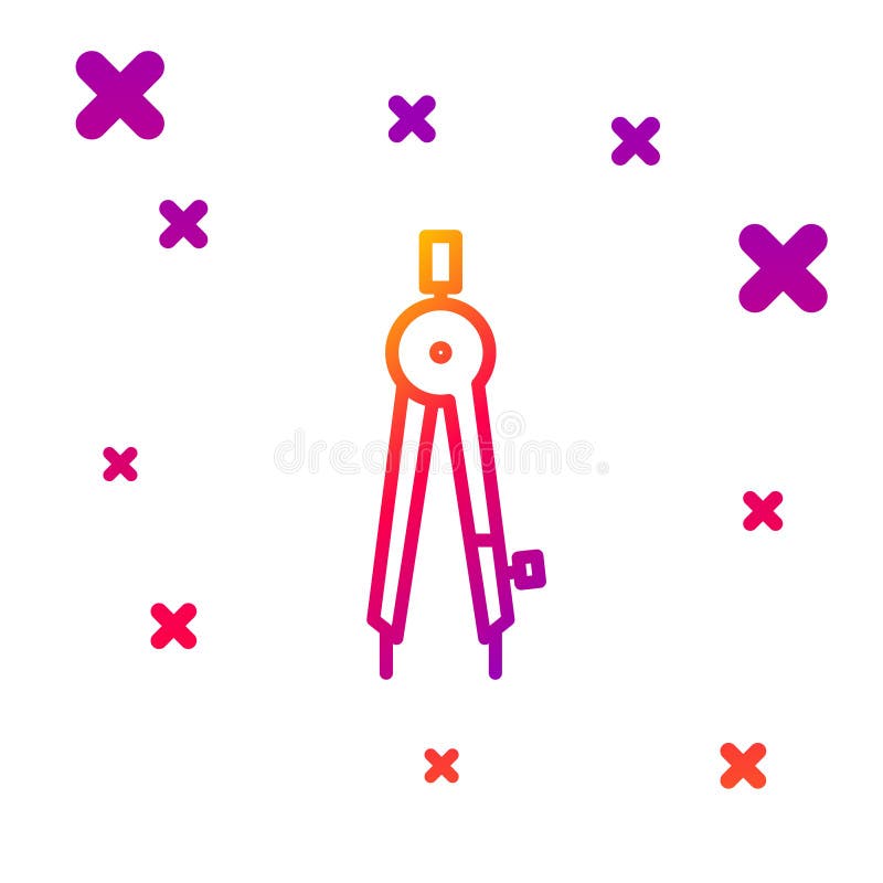 Color Line Drawing Compass Icon Isolated on White Background. Compasses ...