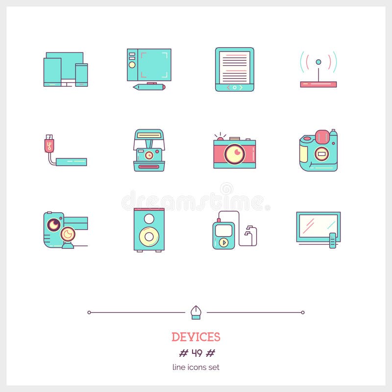 Color Line Icon Set of Technology Devices Icons Set. Technology Stock ... Color Line Icon Set of Technology Devices Icons Set. Technology Stock ...