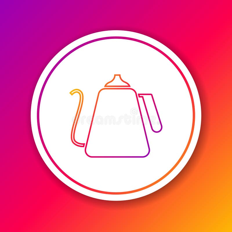 Color Line Kettle with Handle Icon Isolated on Color Background. Teapot ...