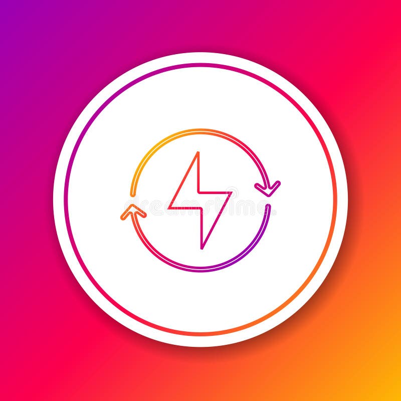 Color Line Lightning Bolt Icon Isolated on Color Background. Flash Sign ...
