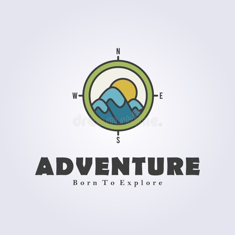 Color Line Mountain Compass Logo Vector Icon Illustration Design ...