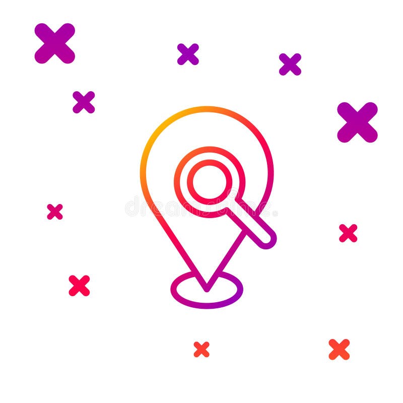 Color Line Search Location Icon Isolated on White Background ...