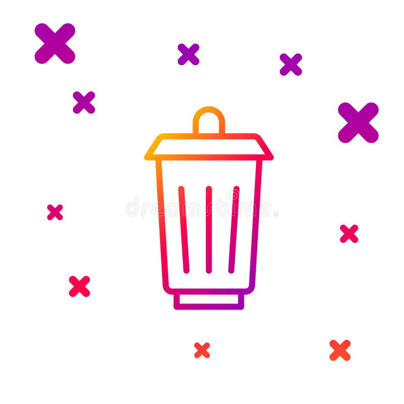 Color Line Trash Can Icon Isolated on White Background. Garbage Bin ...