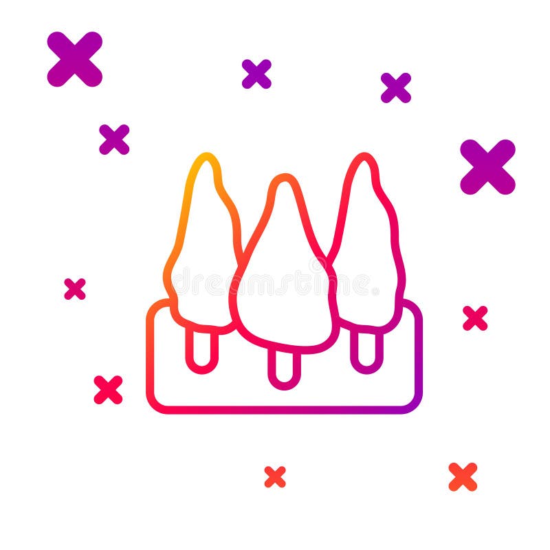 Color Line Trees Icon Isolated on White Background. Forest Symbol ...