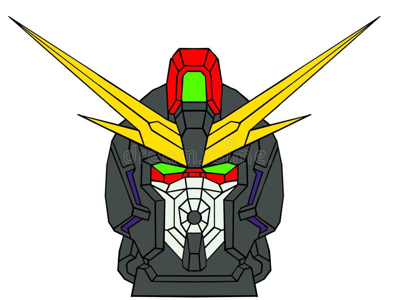 Color Lineart Raider Gundam Head Stock Illustration - Illustration of ...