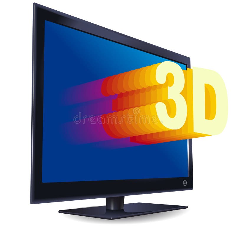 Color Liquid-crystal 3D TV-set Stock Vector - Illustration of white ...