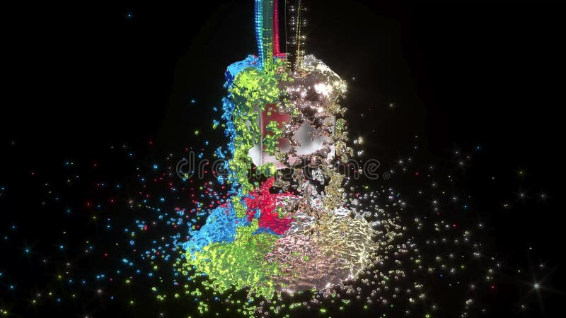 Color Liquid Metals Fall on Glass Cube 3d Stock Illustration ...