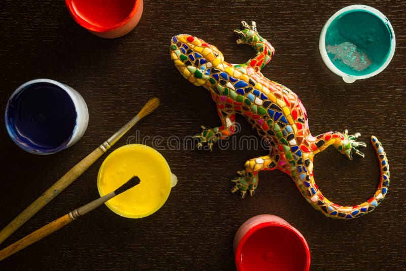 Color and lizard stock image. Image of green, gaudi, mosaic - 61426263