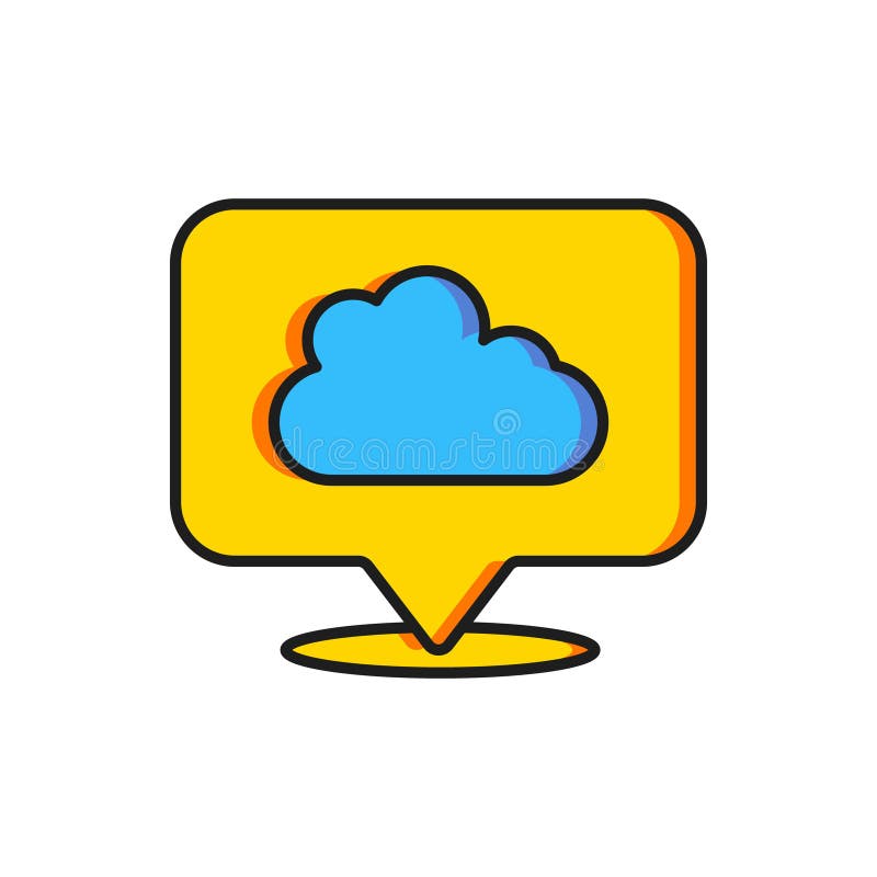 Color Location Cloud Icon Isolated on White Background. Flat Filled Outline Style with Shadow ...