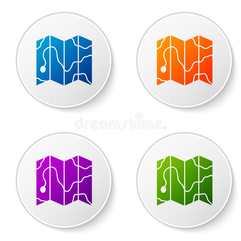 Color Location of the Forest on a Map Icon Isolated on White Background ...