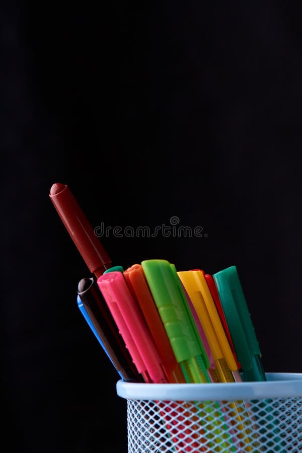 Color Magic in a Metal Box on a Black Background. Stock Photo - Image ...