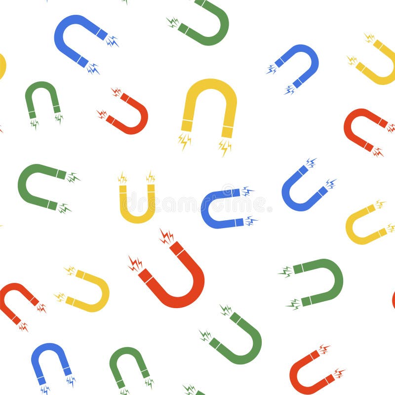Color Magnet Icon Isolated Seamless Pattern on White Background ...
