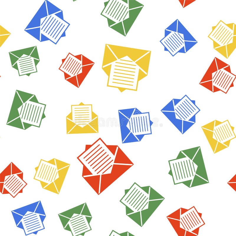 Color Mail and E-mail Icon Isolated Seamless Pattern on White ...