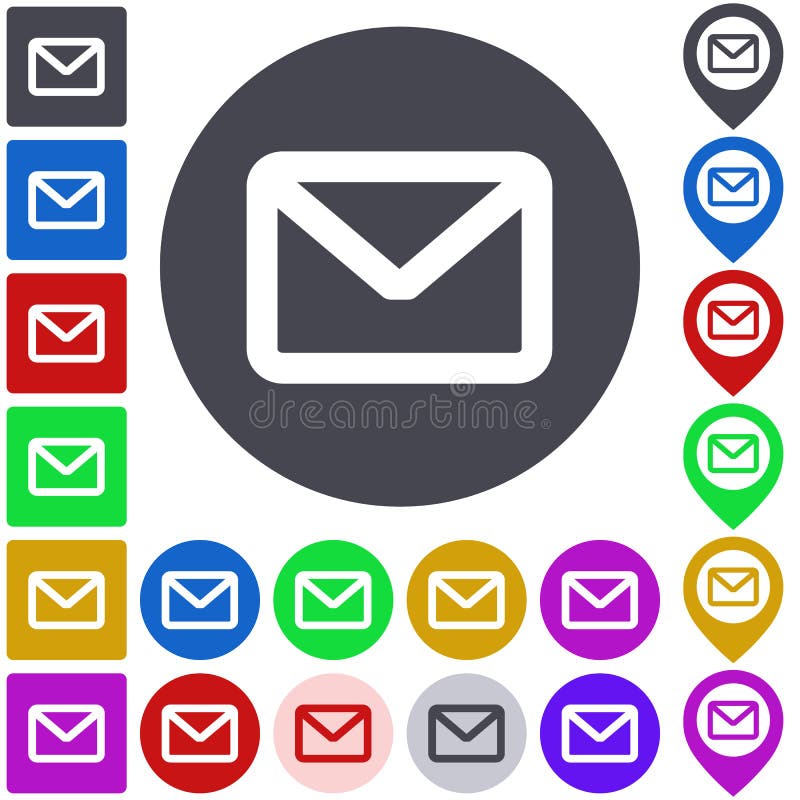 Color mail icon set stock vector. Illustration of spam - 114391247